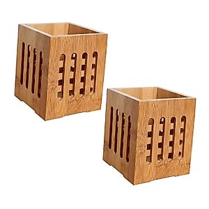 Cabilock Flatware Drying Holder 2pcs Silverware Drying Rack Cooking Utensil Organizer Silverware Holder Bamboo Cutlery Holder Flatware Flatware Holder Bamboo Cutlery Organizer Tool