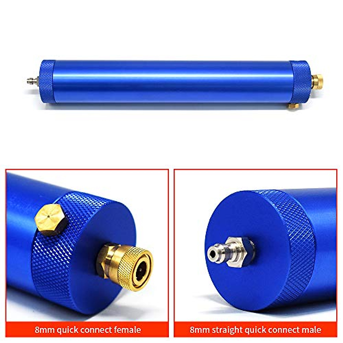 30Mpa Oil Water Separator PCP Air Compressor Pump 4500Psi High Pressure Air Filter Diving Separator L300mm OD50mm with 8mm Female and Male Quick Connector (Blue)