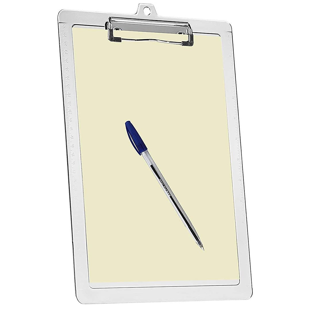 Acrimet 3 Pack Clipboard Letter Size A4 (13 3/8” x 9 7/16”) Low Profile Clip & Side Rulers, Durable Plastic for Office, School, Home Use - Clear Crystal Color