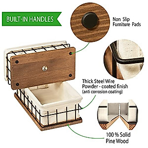 BAOBAB WORKSHOP Bundle - 2 Items: Wood and Wire Baskets with Floating Shelves for Bathroom Decor, Toilet Paper Storage, Living Room Bedroom and Kitchen