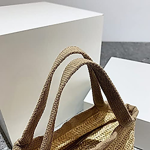 Aktudy Summer Women Woven Straw Handbag Vacation Travel Handle Tote Purses Boho Beach Holiday Fashion Female Shoulder Bag