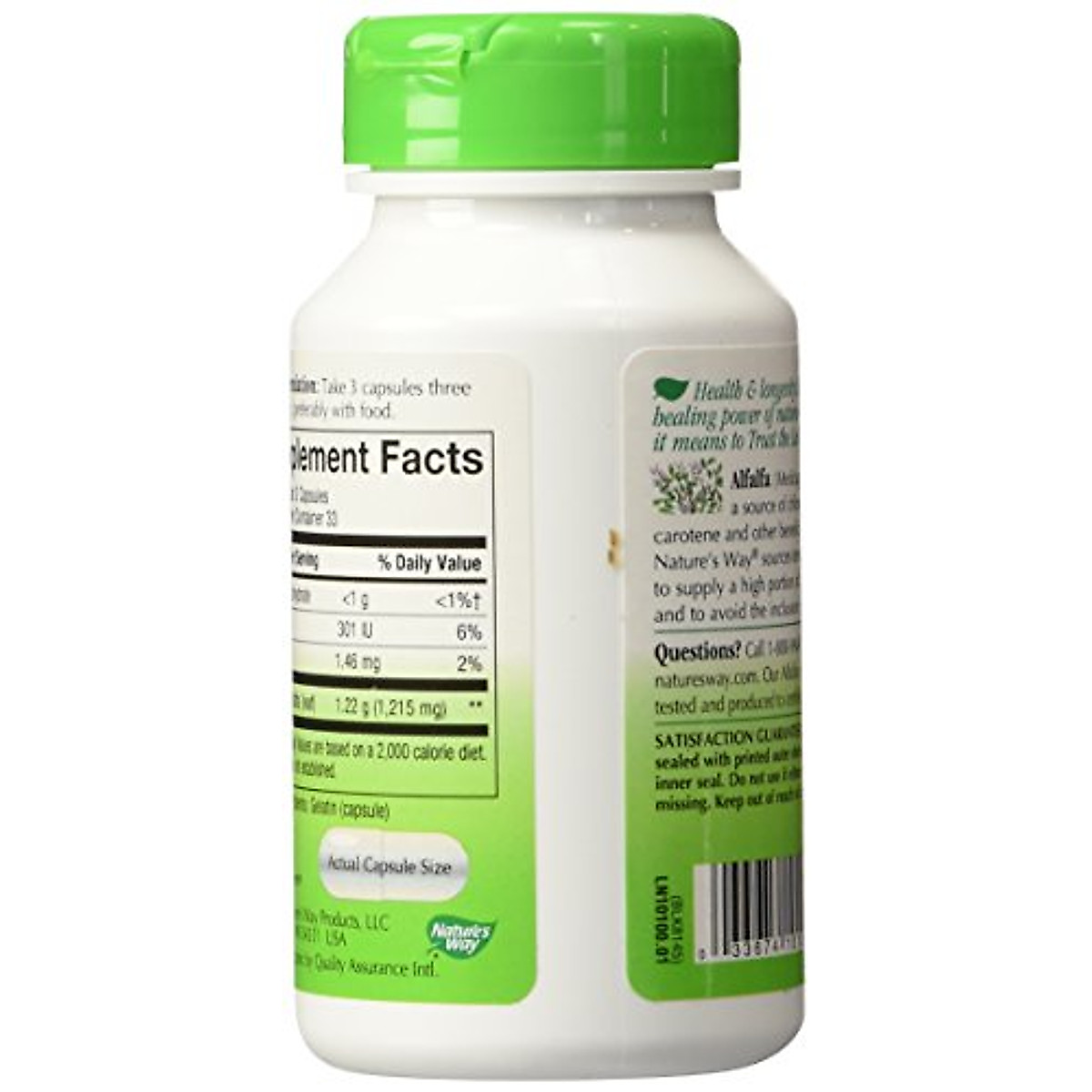 Nature's Way Alfalfa Leaves, 1,215 mg, 100 Vegetarian Capsules, Pack of 2