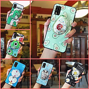 Cartoon Anti-dust Lulumi Phone Case for TCL T-Mobile Revvl V 2021/V 4G, Protective Soft Case Armor case Shockproof Durable TPU Phone Stand Holder Glisten Drift Sand Dirt-Resistant Kickstand, 4