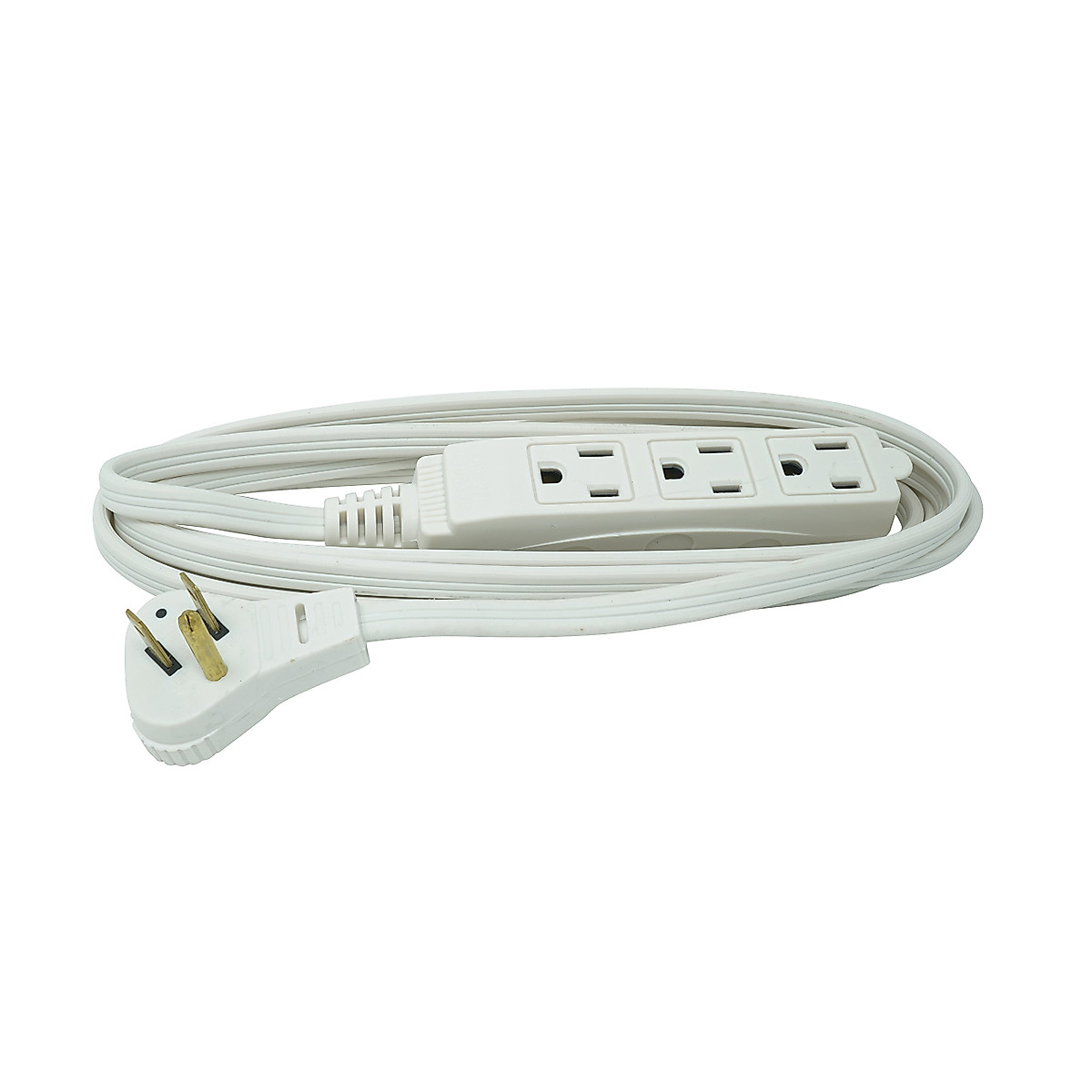 Woods SlimLine 2241 16/3 Flat Plug Indoor Extension Cord, 8-Foot, 3 Outlets, Right Angled Plug, Space Saving Design, UL Listed