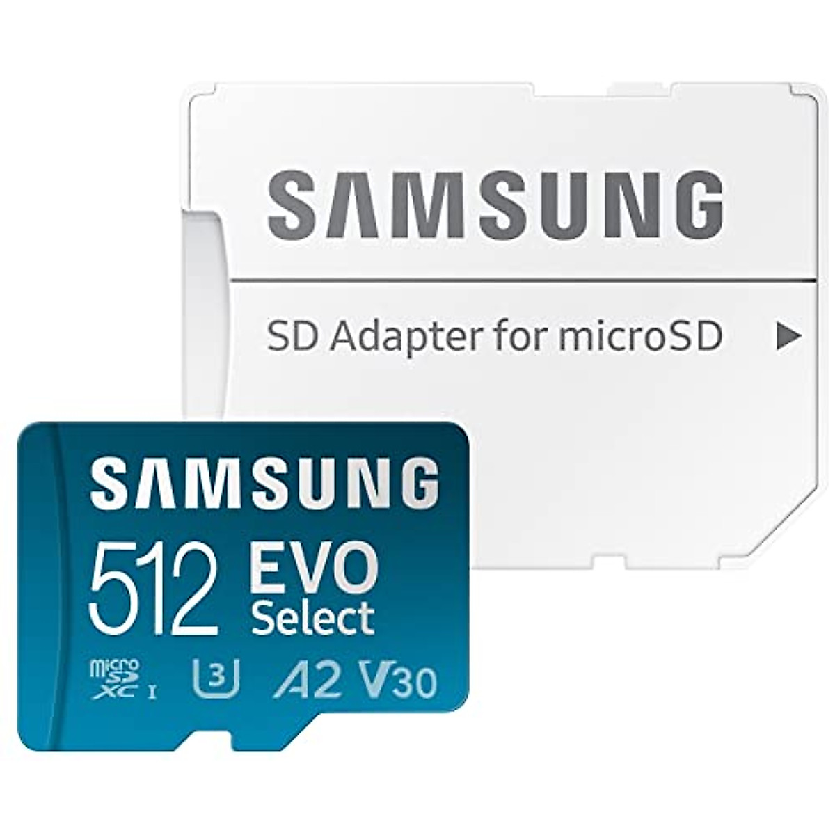 SAMSUNG EVO Select Micro SD-Memory-Card + Adapter, 512GB microSDXC 130MB/s Full HD & 4K UHD, UHS-I, U3, A2, V30, Expanded Storage for Android Smartphones, Tablets, Nintendo-Switch (MB-ME512KA/AM)