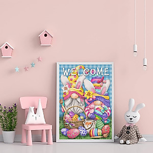 Gnomes Diamond Painting Kits for Adults -5D Diamond Art Kits Easter Full Drill Diamond Dots Paintings for Beginners, Round Paint with Diamonds Pictures Gem Art Painting Kits DIY Adult Crafts 12x16inch