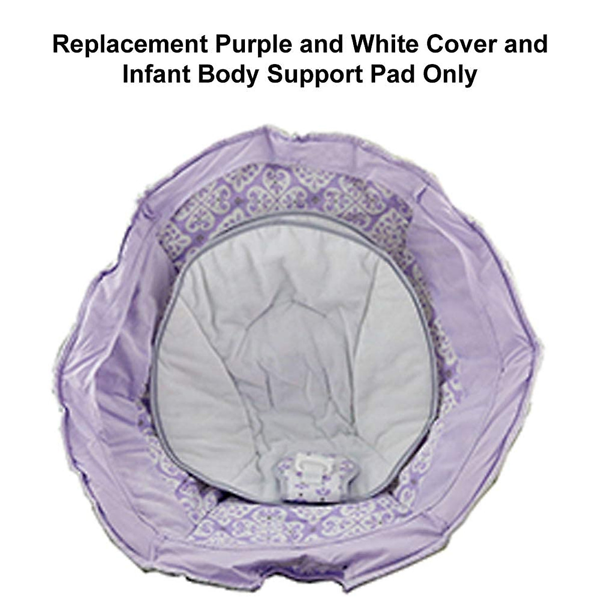 Replacement Part for Fisher-Price Deluxe Cradle 'n Swing- Fairytale - DRF97 ~ Replacement Purple and White Cover and Infant Body Support Pad