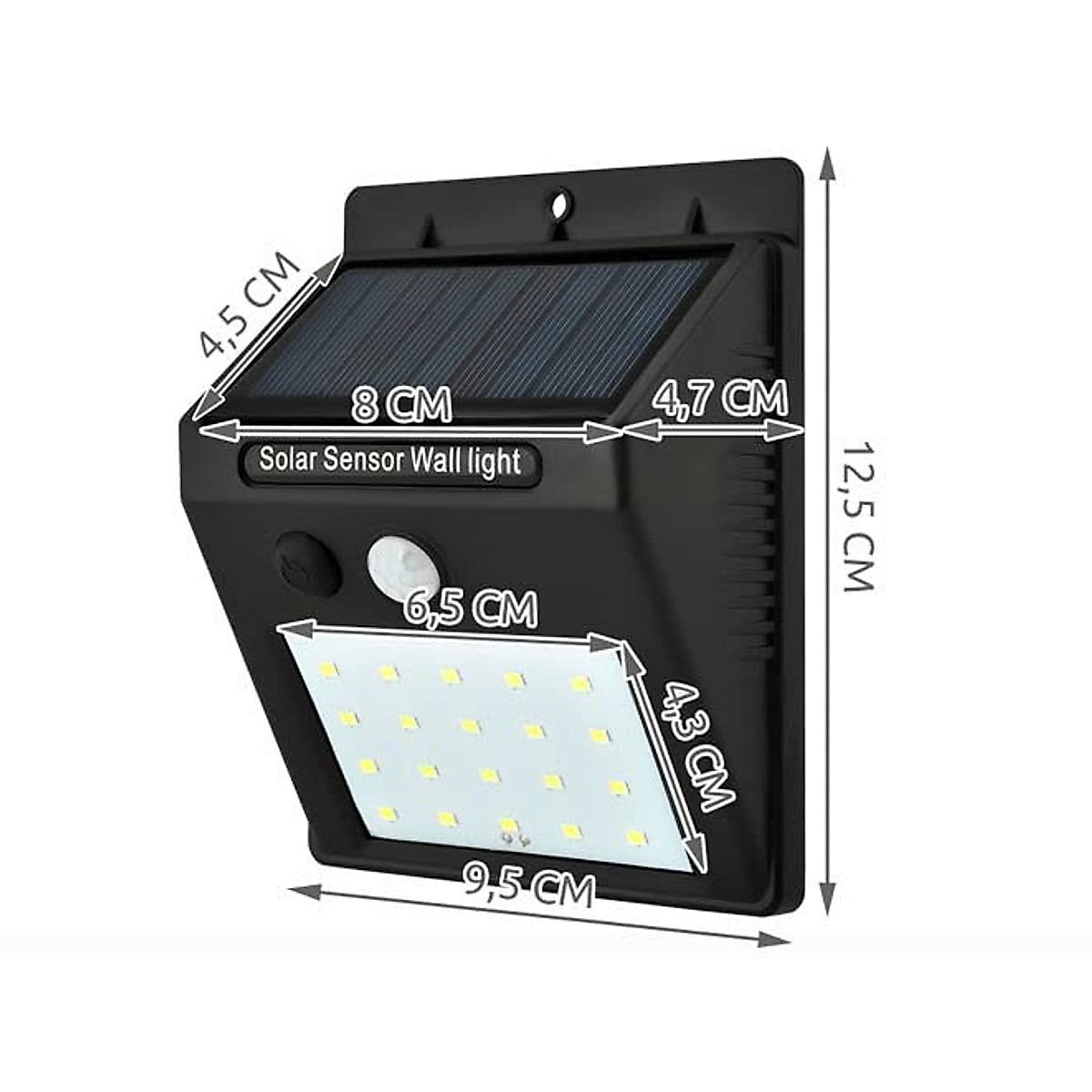 Solar Outdoor Lights -120° Angle Illumination LED Solar Lights Outdoor Waterproof (Ip65) - Easy to Install Wireless Security Outdoor Solar Lights for Yard, Front Door, Garage Garden, Fence, Porch
