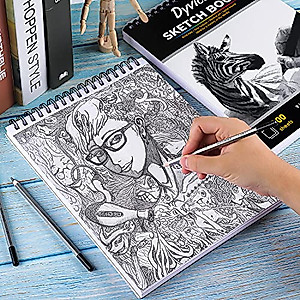 Dyvicl Sketch Pad 9"x12" Sketch Book Set, Pack of 2, 100 Sheets Each(68 lb/100gsm), Spiral Bound Acid Free Drawing Paper for Graphite Pencil, Colored Pencil, Charcoal, Soft Pastel