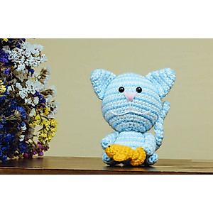 Crochet Stuffed Animal CAT DIY Kit, Beginner Craft kit for Teens and Adults, All Materials Included, Detailed Instructions with 45 Pictures, Hypoallergenic Yarn