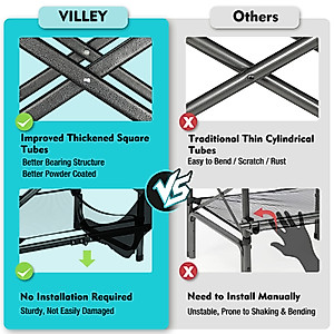 VILLEY Tall Directors Chair, Folding Camping Chairs, Makeup Artist Chair with Foot Rest, 900D Fabric for Tailgating Camp Lawn Picnic Fishing Beach, Supports 350 LBS, Blue