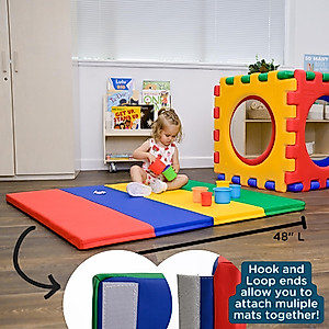 Children's Factory Rainbow Folding Gym Activity Mat, 4 ft x 4 ft, Cushioned Floor Mat for Kids, Daycare Floor Mat for Kids