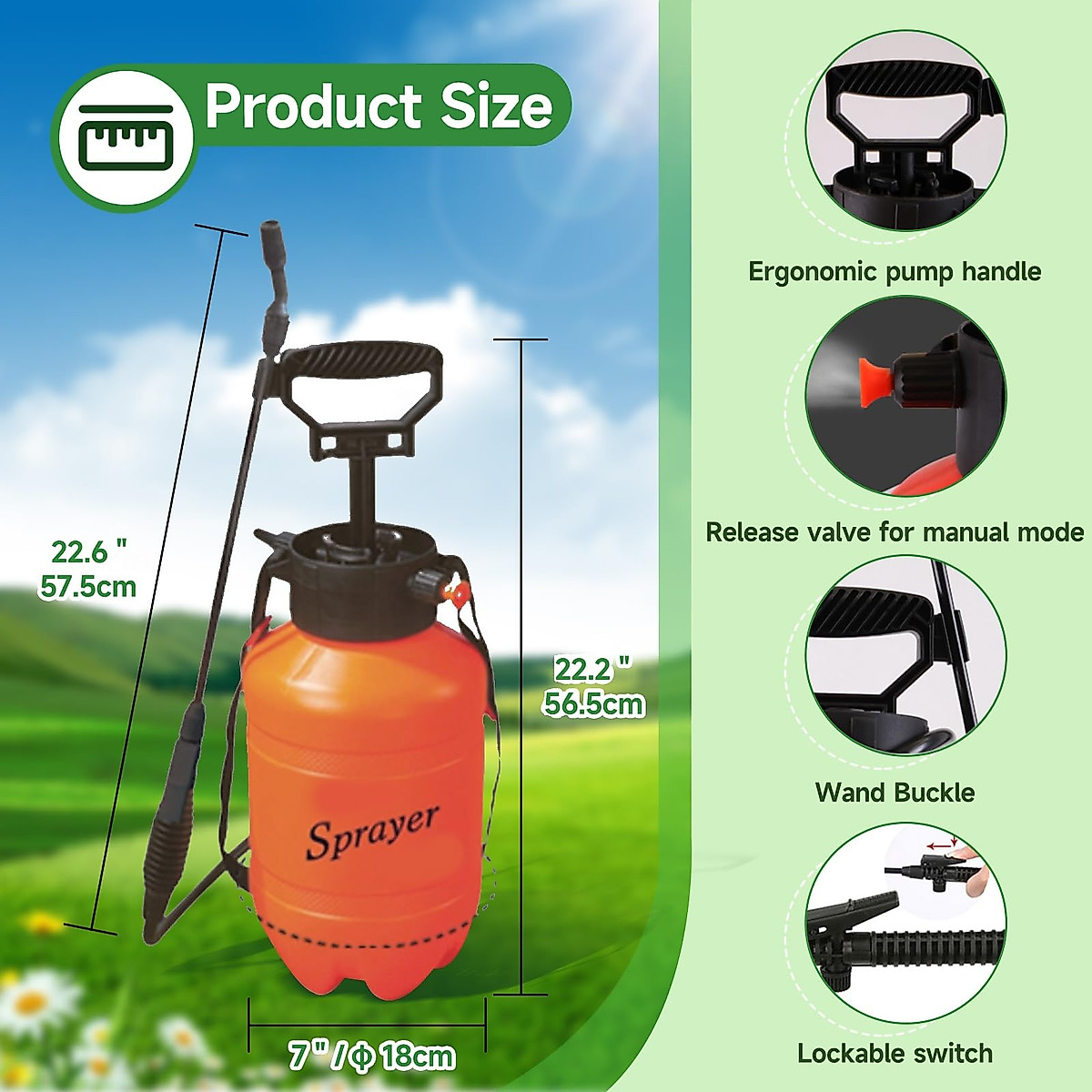 Battery Powered and Manual Sprayer (Dual Function) for Lawn, Garden and Agriculture with Rechargeable Lithium Ion Power Bank and Shoulder Strap (2 Gallon)