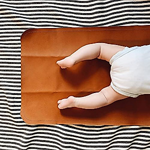 Vegan Leather Baby Changing Mat by Lark Baby Goods - Waterproof Wipeable Portable Diaper Pad - Foldable for Travel (14 x 22 in) - Brown