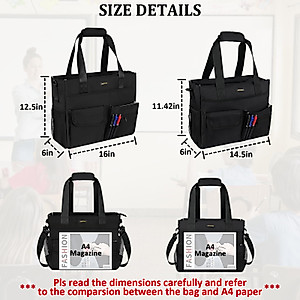 Jaffzora Teacher Tote Bag with Laptop Compartment,Extra Large Utility Work Tote Bag with 15 Pockets for Women,Nurse Bag, Black