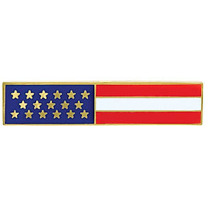 U.S. Flag Lapel Pin, Enameled & Plated, 2 Clutch Backs, 1-3/4x3/8" Regular/Clutch Back Blue Line 1-3/4 x 3/8"