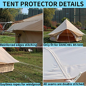 DANCHEL OUTDOOR 4 Season Waterproof Rain Fly Tarp for Yurt Tent, Portable Glamping Tent Cover Protector Awning Canopy for B5 16.4ft/5m Bell Tent Camping Accessories Replacement Beige