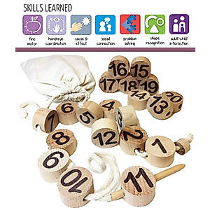 Montessori Toys for Toddlers Lacing Beads with Numbers - Developmental and Fine Motor Skills Toy