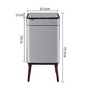 GENIGW Smart Sensor Trash Can Stainless Steel Rectangle Trash Bin High Foot Rubbish Bin Kitchen Sorting Garbage Can Automatic Waste Bin