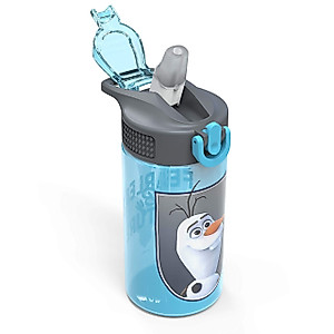 Zak Designs Disney Frozen 2 Kids Water Bottle Set with Reusable Straws and Built in Carrying Loops, Made of Durable Stainless Steel & Plastic, Leak-Proof Bottle Design (Elsa/Anna, BPA-Free, 2pc Set)