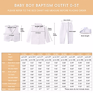 Booulfi Baptism Christening Outfits for Boys, Baby Boy Christening Church Outfit Baptism Gifts 6 Pieces Baby Boy Clothes 0-3 Months Formal Gentelman Baby Suit