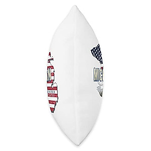 Michigan United States Retro State Map Vintage USA Souvenir Throw Pillow, 18x18, Multicolor