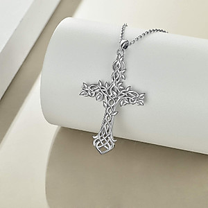 ONEFINITY Cross Necklace 925 Sterling Silver Celtic knot Tree of Life Cross Necklace Pendant Gifts for Women Jewelry