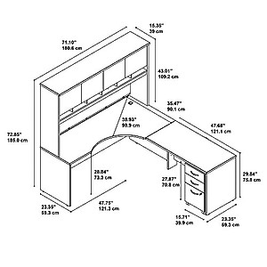 Bush Business Furniture Series C 72W Right Handed Corner Desk with Hutch and Mobile File Cabinet in Hansen Cherry