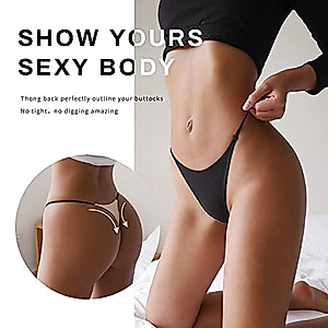 chahoo Sexy Underwear for Women Thong Low Rise G-String Panties 5-Pack Low Waist T Back String Underpants Gift for Women