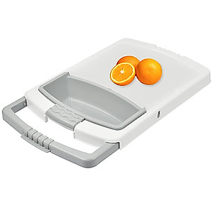 FOCCTS Multi-function Kitchen Cutting Board, Over the Sink Cutting Board with Strainer/ Colander, 3 in 1 Plastic Cutting Chopping Board with Drain Basket for Easier to Cut,Rinse,Hold and Drain Food