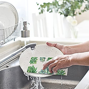 AnyDesign Succulent Swedish Dishcloth Green Mini Plants Absorbent Cotton Kitchen Towel Reusable Cleaning Dish Cloth for Spring Summer Party Home Housewarming, 7 x 8 Inch, 4 Pack