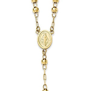 IceCarats 14K Yellow Gold 4mm Beaded Rosary Necklace 24 inch Chain