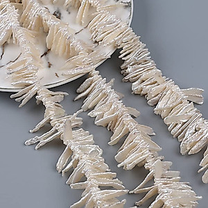 Tucus 5-7 * 25mm White Long Biwa Freshwater Peal Beads Strand - (Color: White)