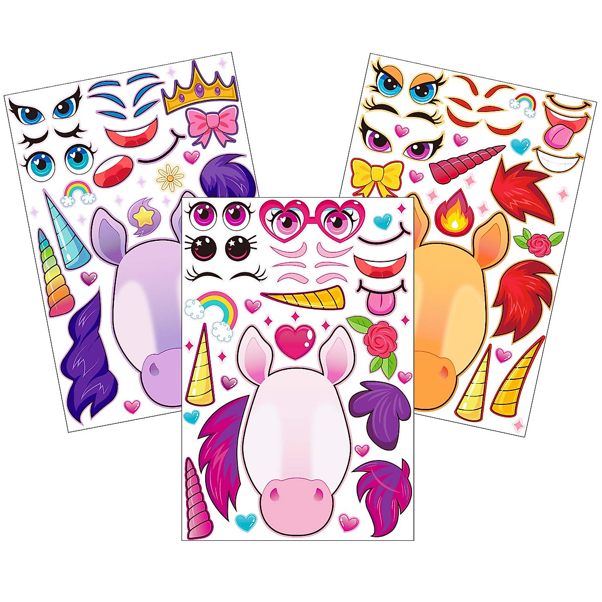 JOYIN 36PCS 9.8"x6.7" Make a face Stickers for Kids, Make Your Own Unicorn Stickers, Party Favors Kids Crafts, Goodie Bags Stuffers for Kids, Classroom Rewards