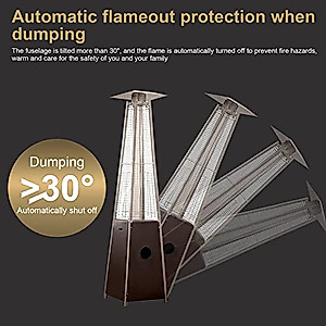 WERLIKE Outdoor Patio Heater，Pyramid Glass Tube Propane Patio Heater, with Black Wheels, for Outdoor Garden Camping Barbecue Party (Color : Brown)