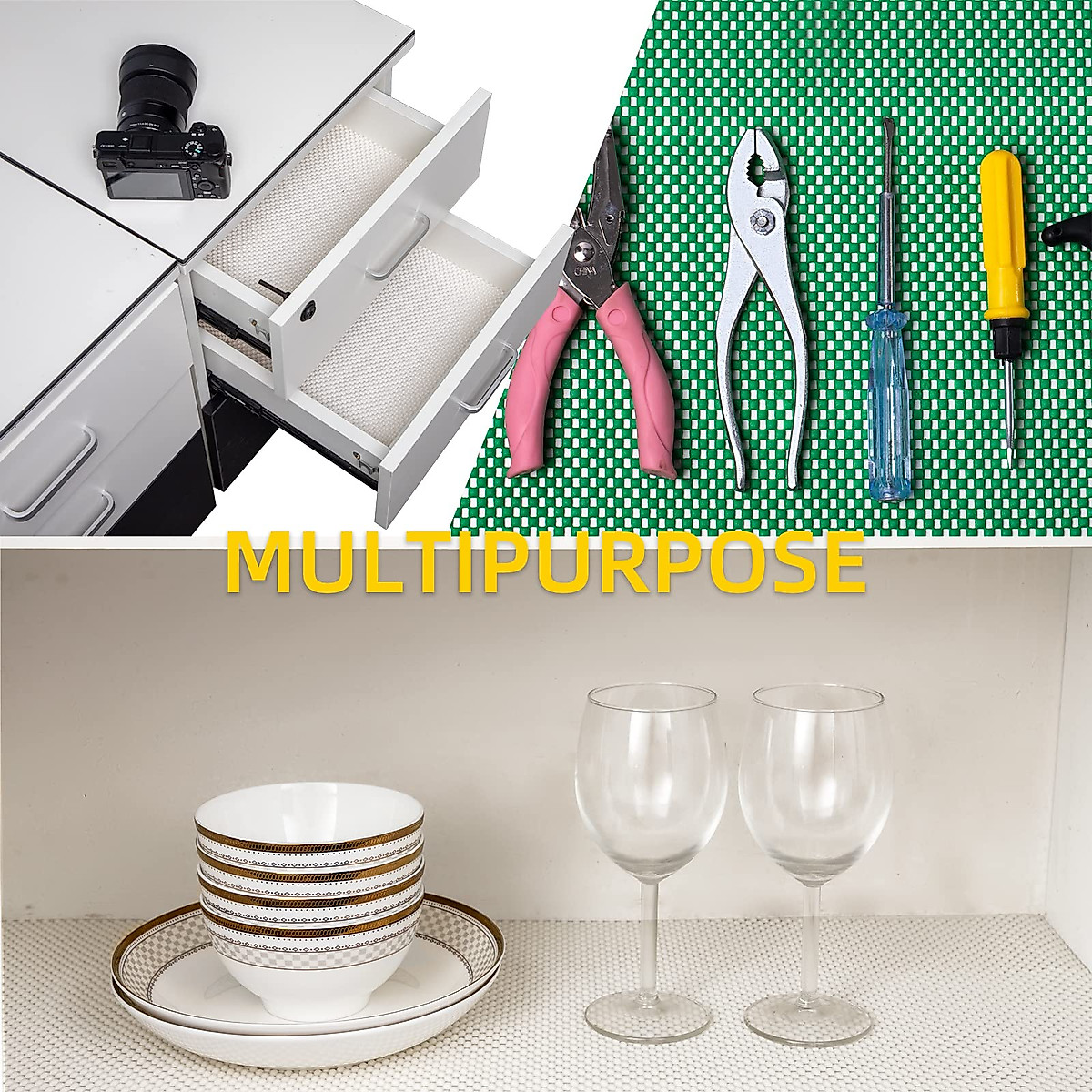 2 Roll Drawer and Shelf Liner,12inch x 6FT Strong Grip Shelf Liners for Kitchen Cabinets,Non Adhesive,Protective Shelf Liner Non Slip for Drawers,Shelves,Cabinets,Storage,Kitchen for Desks,Green