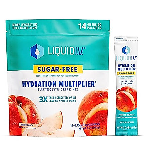 Liquid I.V.® Hydration Multiplier® Sugar-Free - White Peach - Hydration Powder Packets | Electrolyte Powder Drink Mix | Convenient Single-Serving Sticks | Non-GMO | 1 Pack (14 Servings)