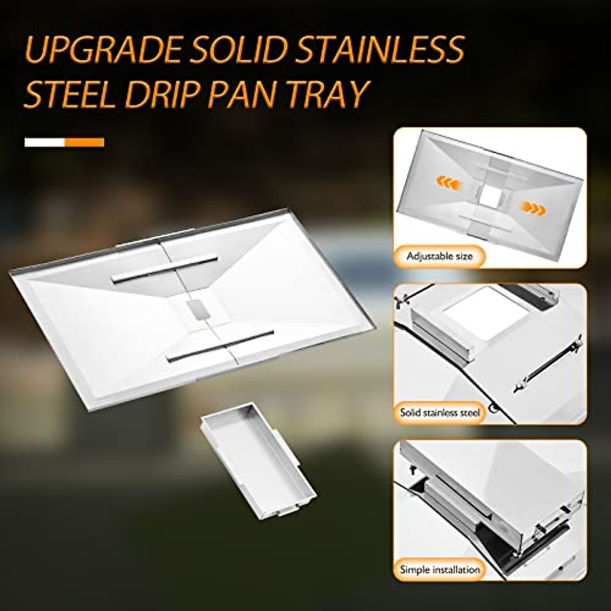 DGF510SBP 70-01-186 Drip Pan Grease Tray with Catch Pan Set Grill Replacement Parts for Dyna Glo, Backyard, BHG, Uniflame and More Gas Grill Brand Dynaglo DGH474CRP Parts Adjustable Grill Drip Tray