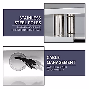 LUXOAK 80" Fireplace TV Stand, Modern High Gloss Finish Media Console with 40" Electric Fireplace, Open Storage Entertainment Center for TVs Up to 90" with LED Lights, White