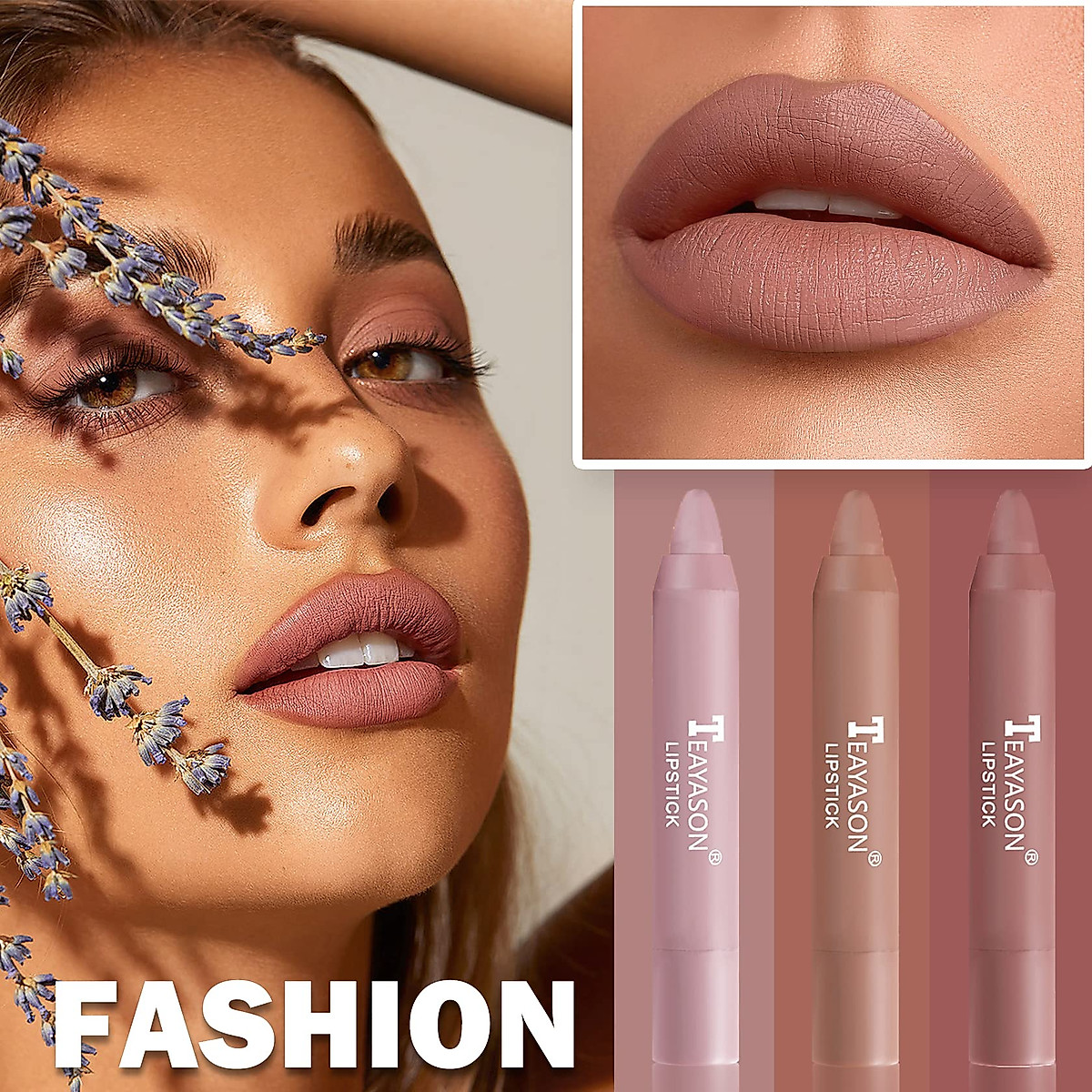 XINGXYUEL 3PCS Nude Lipstick Set Matte Lip Stick Waterproof Long Lasting Lipstick Non-Stick Cup Velvet Lip Gloss Lip Stain Professional Lip Makeup Matte Lipstick Set A