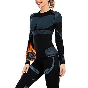 MEETWEE Thermal Underwear Set for Women,Winter Base Layer Long Johns Warm Top and Bottom Sets for Skiing(Green,S)