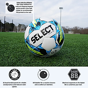 Select Club DB V22 Soccer Ball, 12-Ball Pack with Duffle Ball Bag and Hand Pump, White/Blue, Size 5