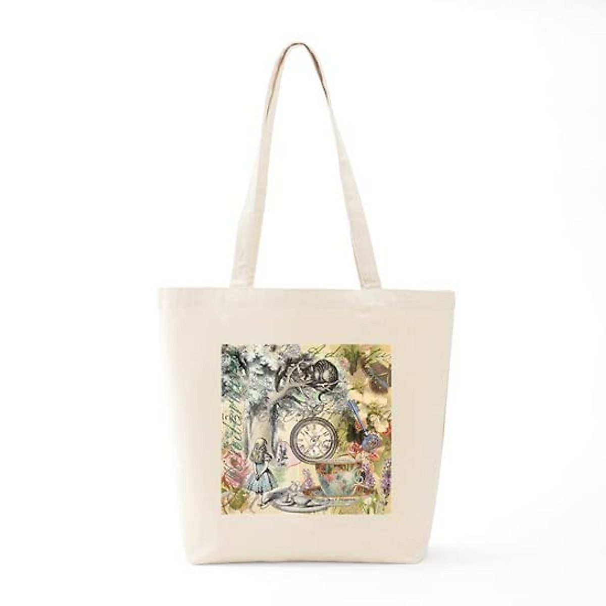 CafePress Cheshire Cat Alice In Wonderland Tote Bag Natural Canvas Tote Bag, Reusable Shopping Bag