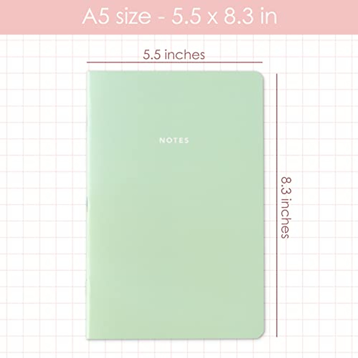 THiNKABLE Pastel Aesthetic Notebooks Set, Cute Journal Set 8 pack, A5 5.5 x 8.3 in 60 Pages, Simple Cover Notebook, Minimalist Journal for Women Lined Paper, Soft Cover Journals