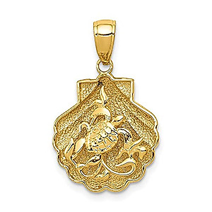 IceCarats 14K Yellow Gold Sea Turtle Shell Necklace Charm Pendant Only