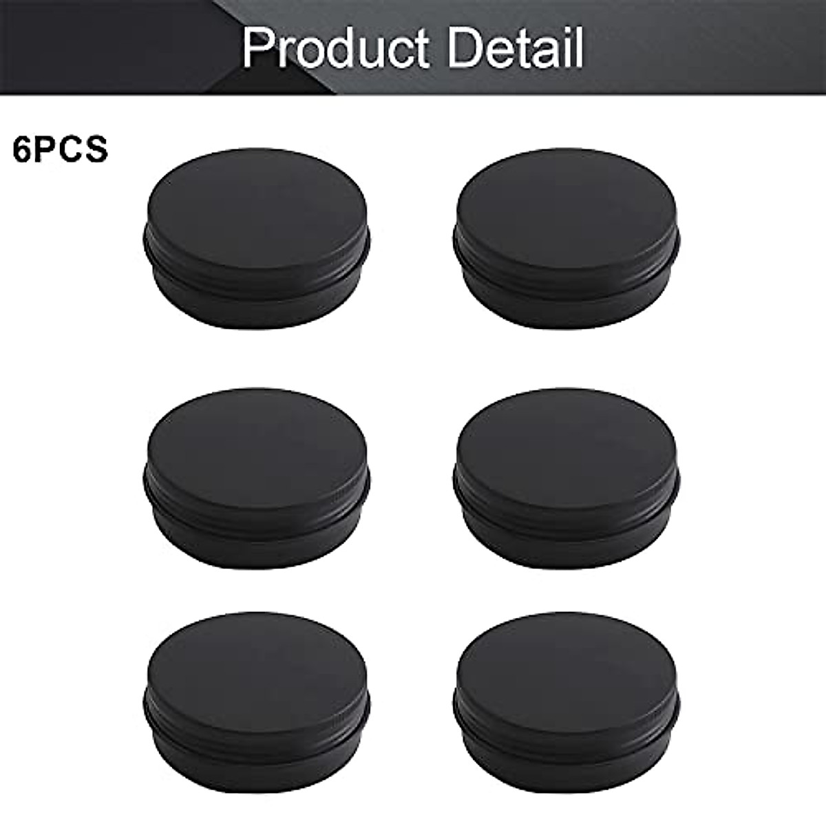 Othmro 6pcs 2oz Metal Round Tins Aluminum Tin Cans Containers with Screw Lid, 68 * 25mm(DxH) Black tin cans for Salve, Spices, Lip Balm, Tea or Candies 60ml