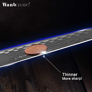 Wanbasion Matte Black Titanium Plated Stainless Steel Kitchen Knife Set, Chef Kitchen Knife Set Professional, Dishwasher Safe Kitchen Knife Set with Damascus Style