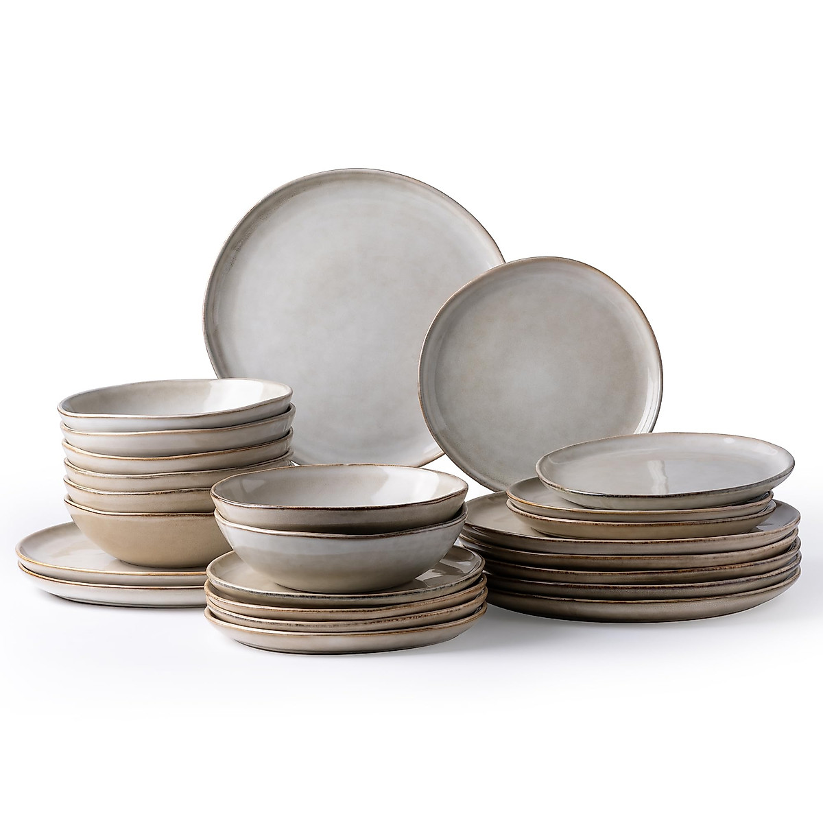 AmorArc Ceramic Dinnerware Sets,Handmade Reactive Glaze Plates and Bowls Set,Highly Chip and Crack Resistant | Dishwasher & Microwave Safe Dishes Set,Service for 8 (24pc)