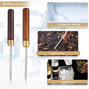 9" Ice Picks Stainless Steel Wooden Handle With Cover for Kitchen, Bars, Bartender,Picnics, Camping, And Restaurant (Black/Red sandal wood)