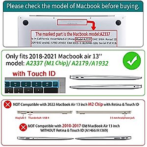 Teryeefi Compatible with 2020 MacBook Air 13 inch Case 2021 2019 Model M1 A2337 A2179 A1932, Clear Hard Shell Case & Keyboard Cover & Screen Protector for Mac Air 13 with Touch ID, Tropical Leaves